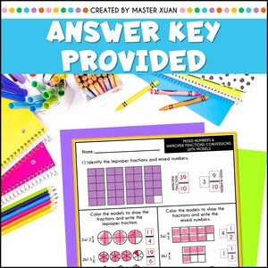Mixed Numbers and Improper Fractions Math Craft Printable Activities ...