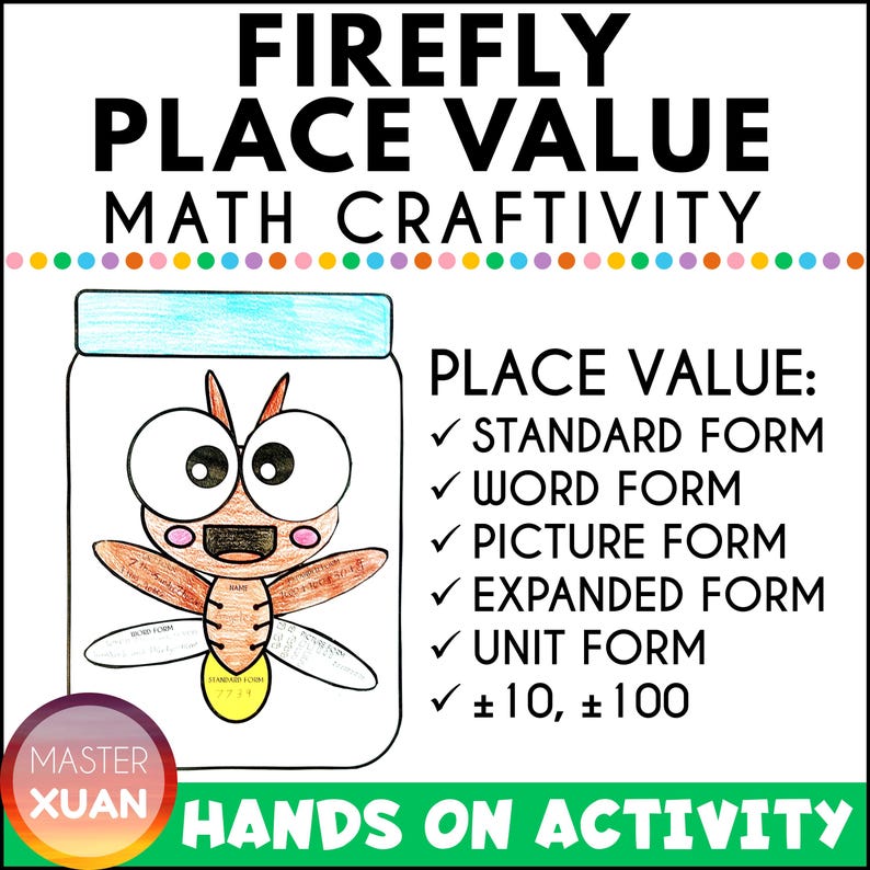 Spring Printable Firefly Crafts for Place Value Standard, Expanded and ...