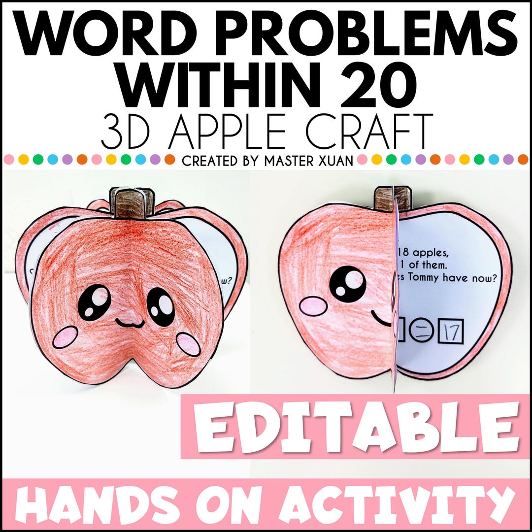 Math Word Problems Addition and Subtraction Within 20 Activities for ...
