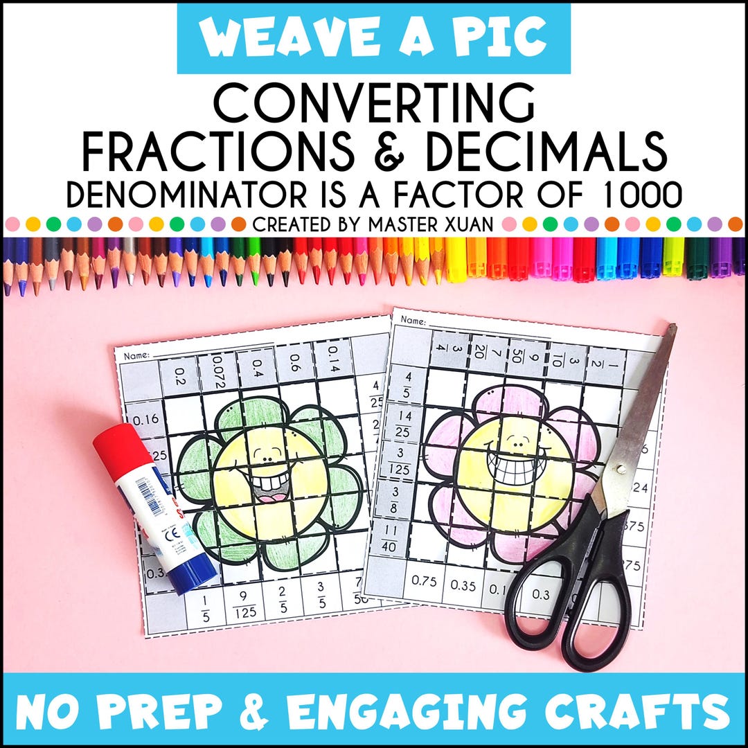 Fraction to Decimal Conversion Crafts Spring Flower Printable 4th Grade ...