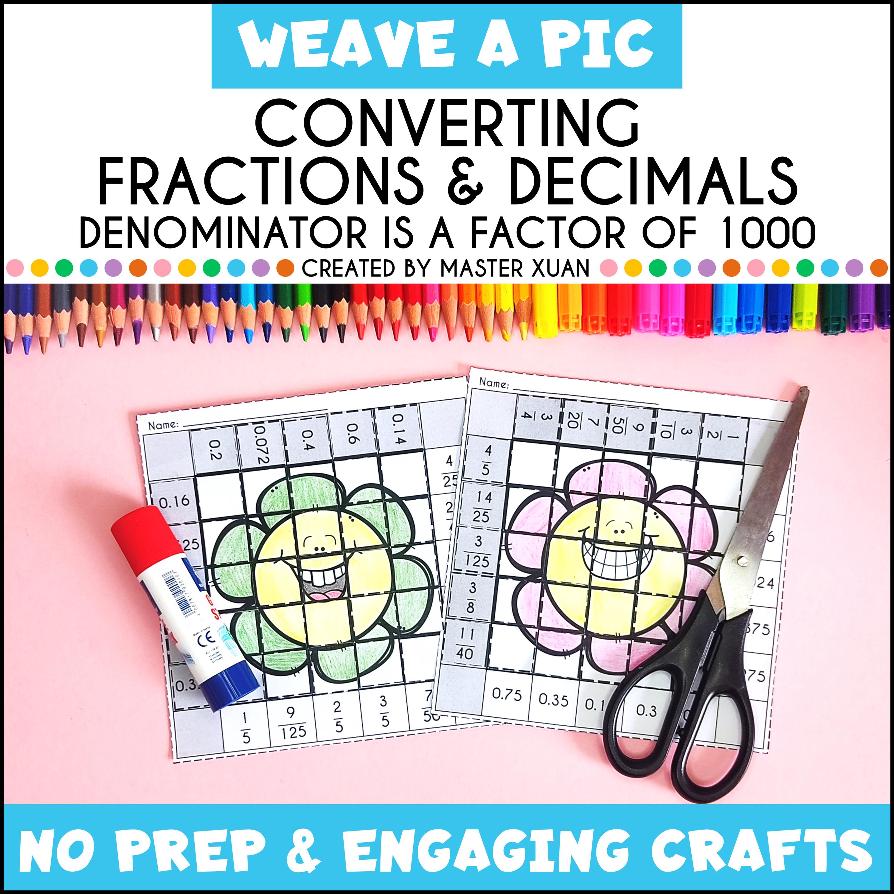 Fraction to Decimal Conversion Crafts Spring Flower Printable 4th Grade ...
