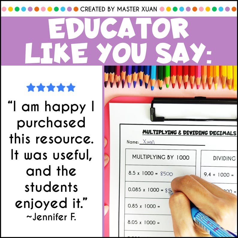 Multiply and Divide by 10 100 1000 Hands on Activities for Kids ...