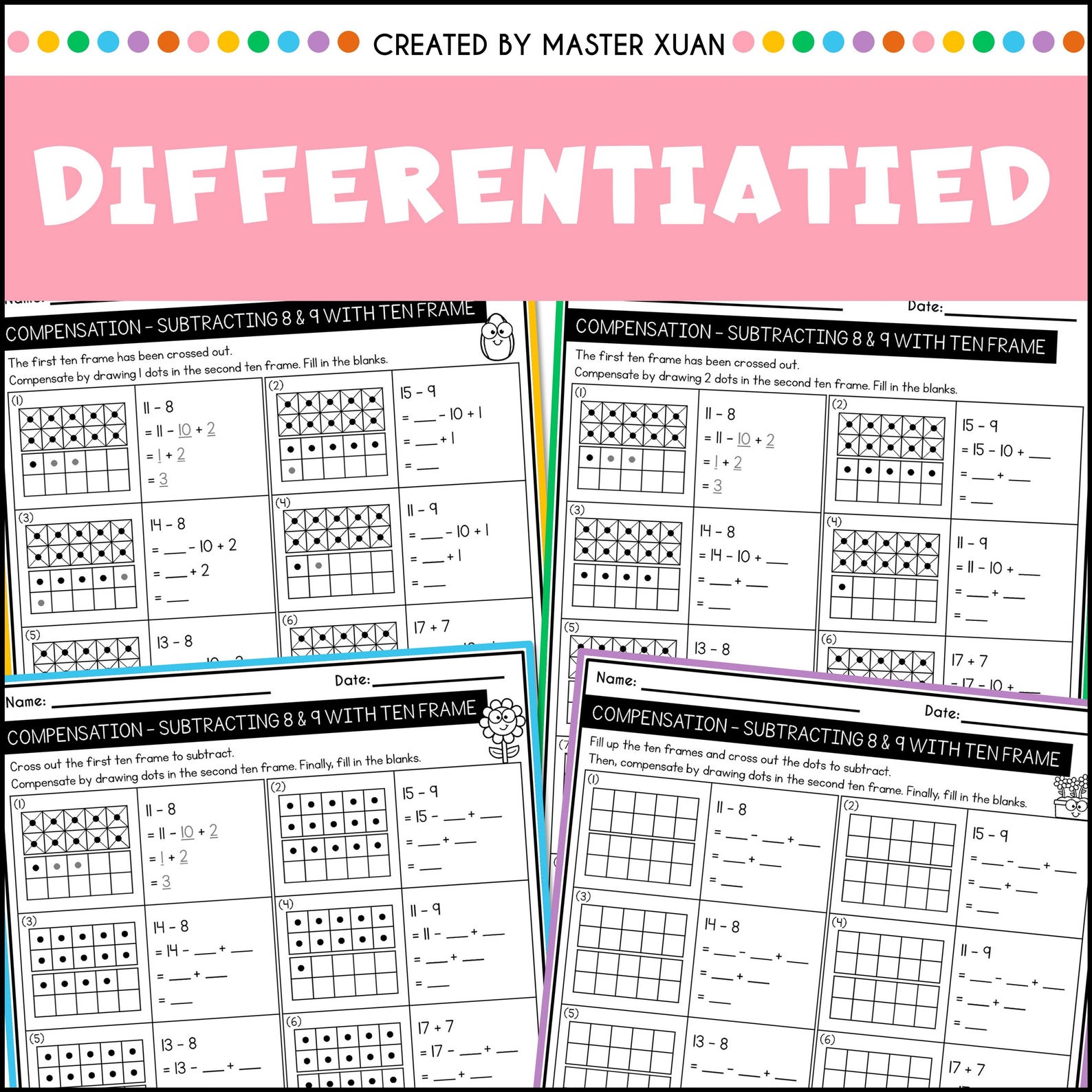 Addition and Subtraction Within 100 Worksheets Math Compensation ...