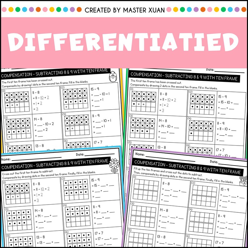 Addition and Subtraction Within 100 Worksheets Math Compensation ...