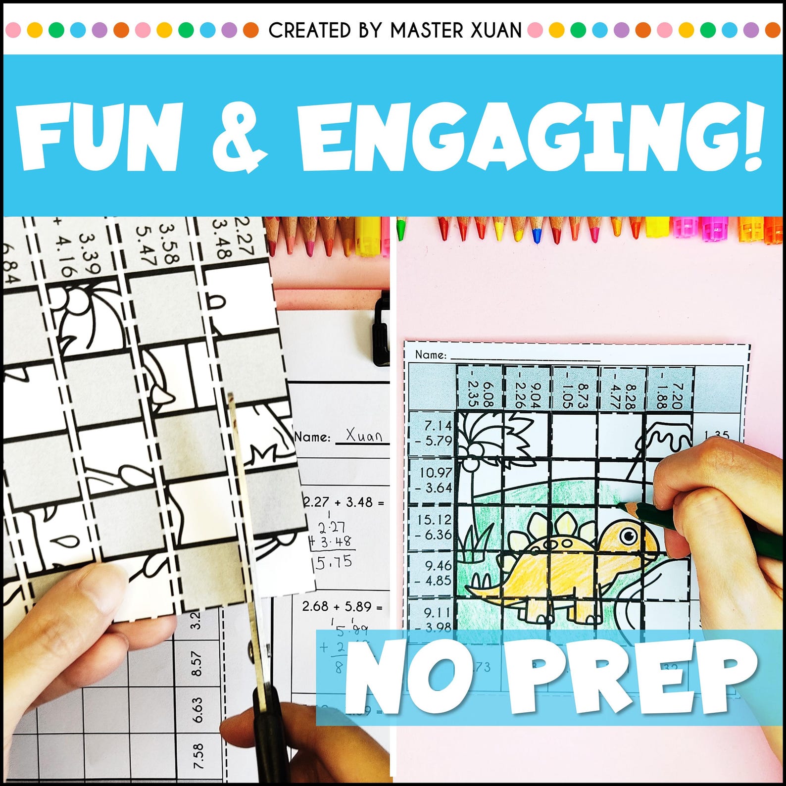 Dinosaur Craft Printables Paper Weave Crafts for Adding and Subtracting ...