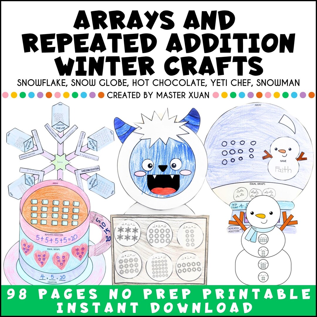 Printable Winter Crafts for Arrays and Repeated Addition 2nd Grade Math ...