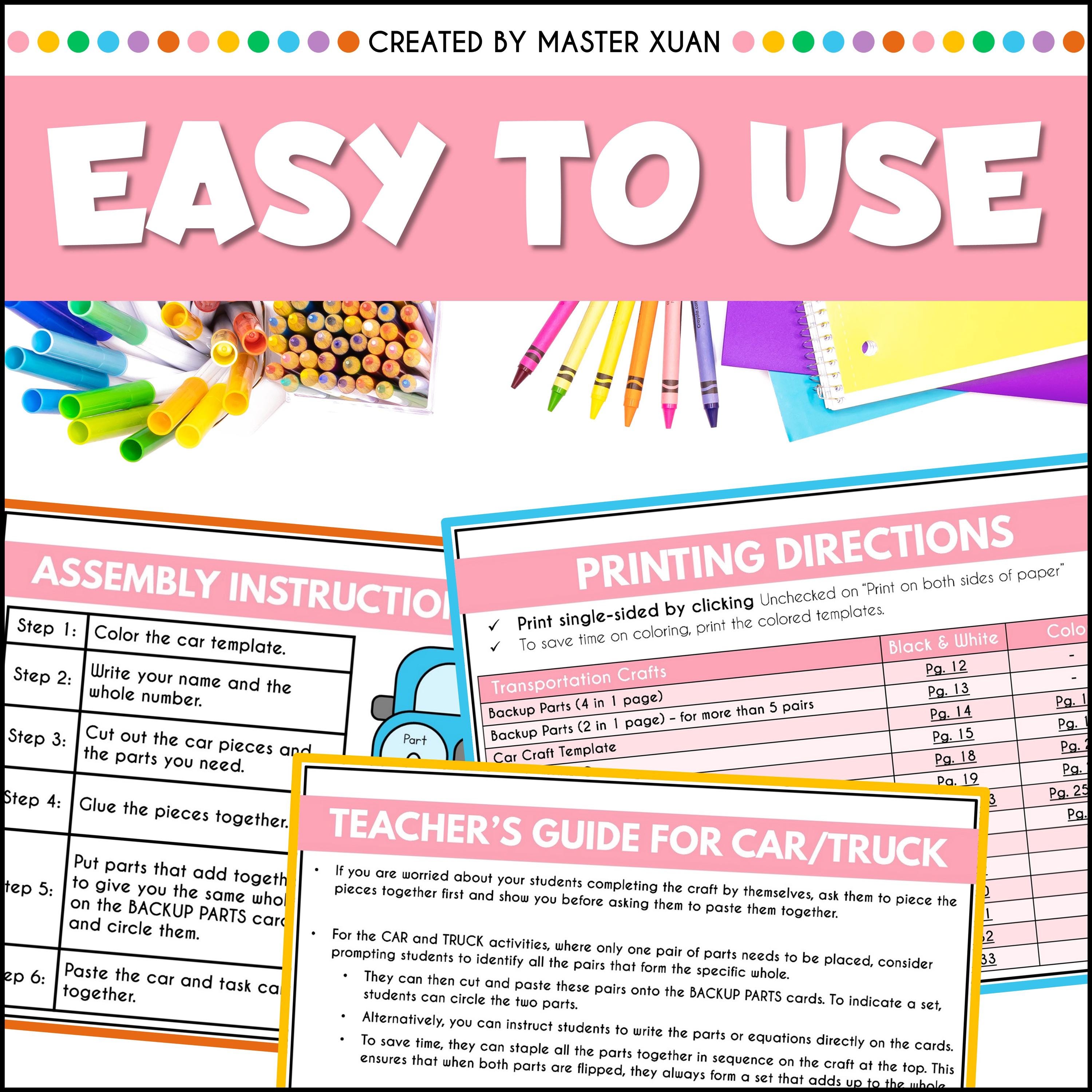 Kindergarten Addition 1st Grade Math Craft Kids Activity, Part Part ...