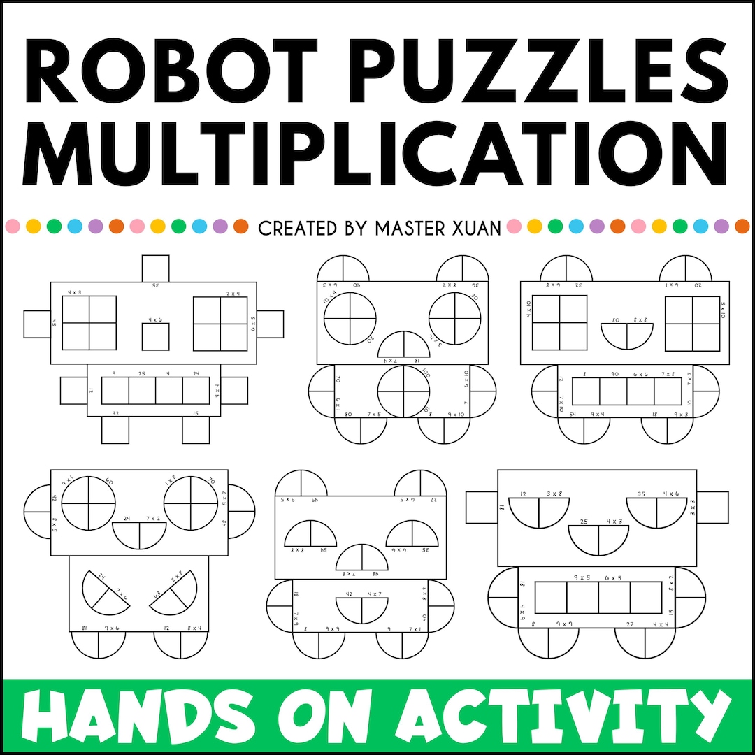 3rd Grade Math Facts Multiplication Printable Robot Jigsaw Puzzles ...