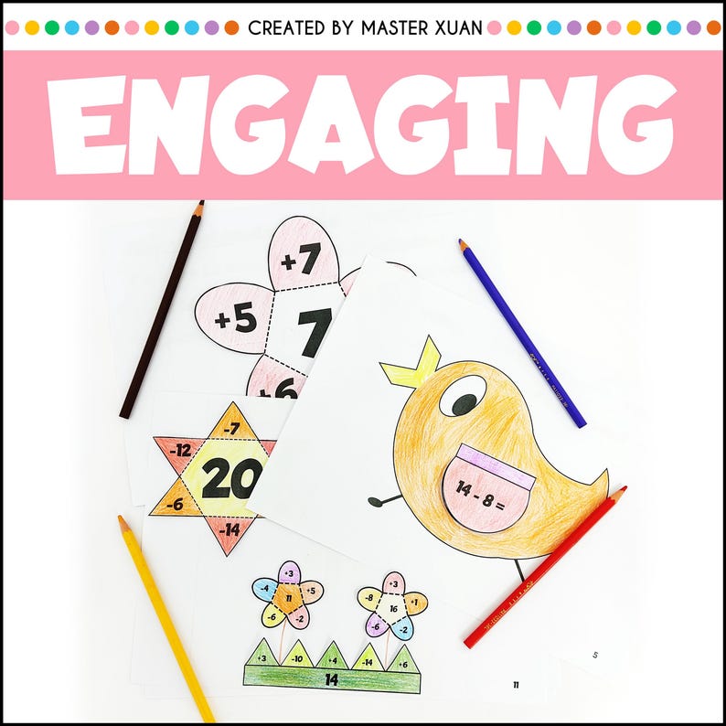 Cut and Paste Activity for 1st Grade Math Add & Subtract Within 20 ...