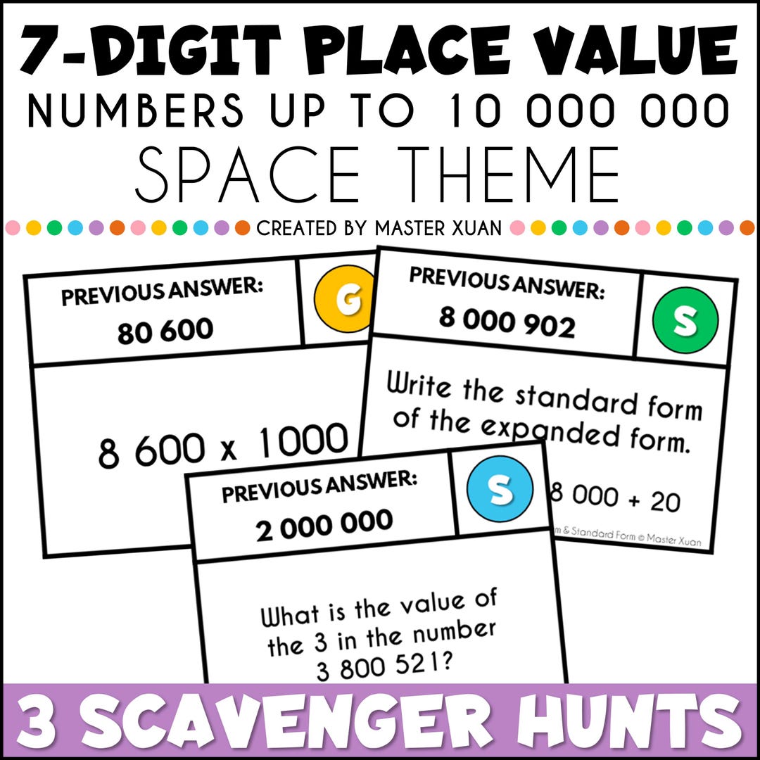 Math Scavenger Hunt Place Value Learning Game for Classroom Teaching ...