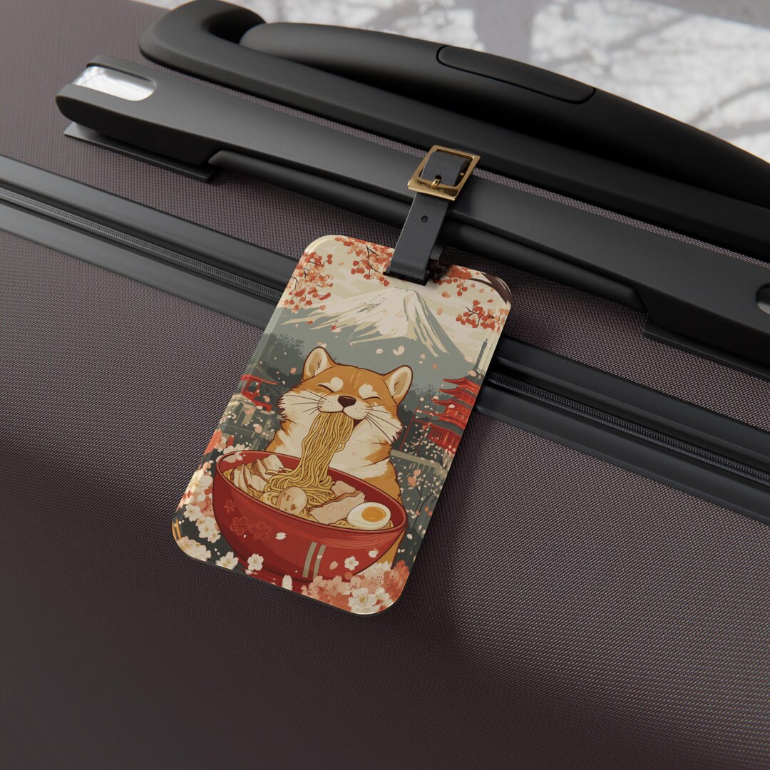 Cute Shiba Inu Luggage Tag, Japan Travel Accessory, Personalized Travel ...