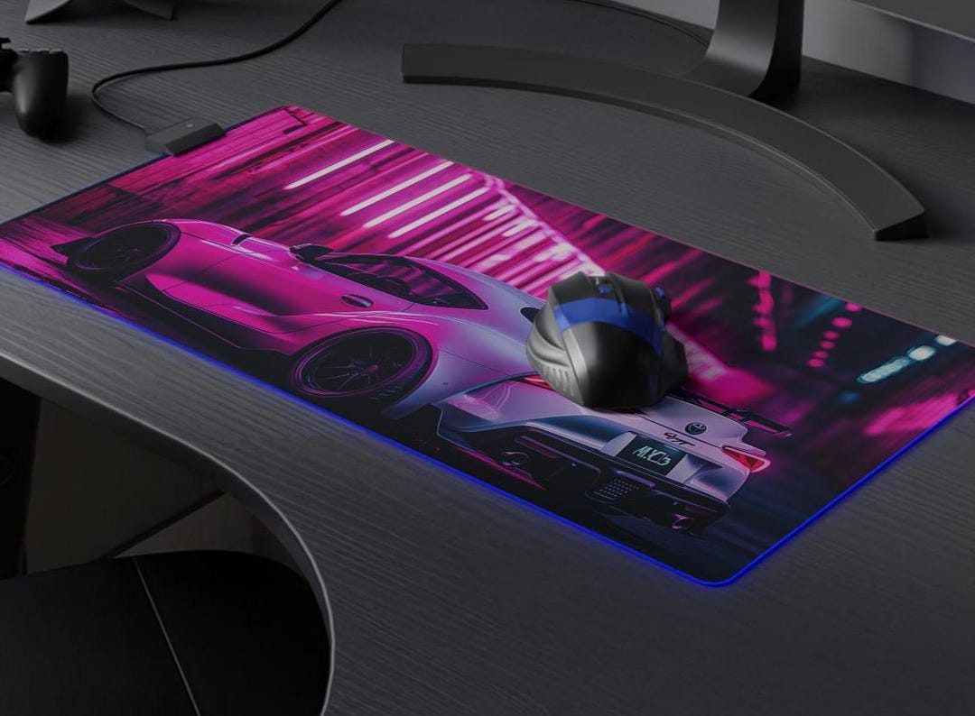 Toyota Supra MK5 Car LED Gaming Mouse Pad, RGB Desk Mat, Computer ...