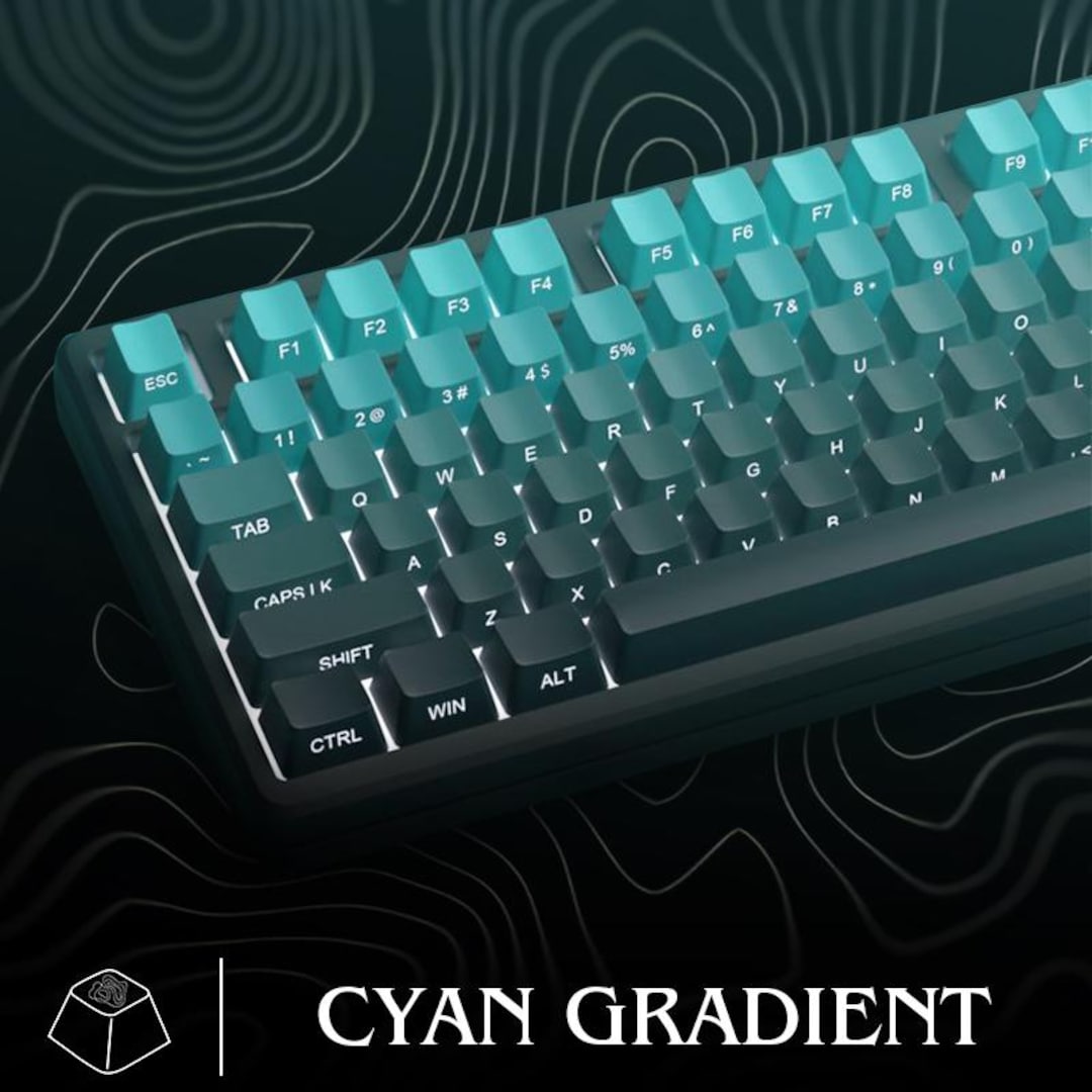 Cyan Gradient - PBT Keycaps Double Shot Side Print RGB Backlit Cherry ...