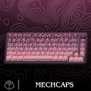 Pink Topographic - Cherry Profile PBT Keycaps, Shine-through Double ...