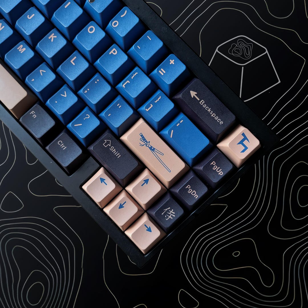 BLUE SAMURAI - PBT Keycaps Cherry Profile Dye Sublimation 135 Keys for ...