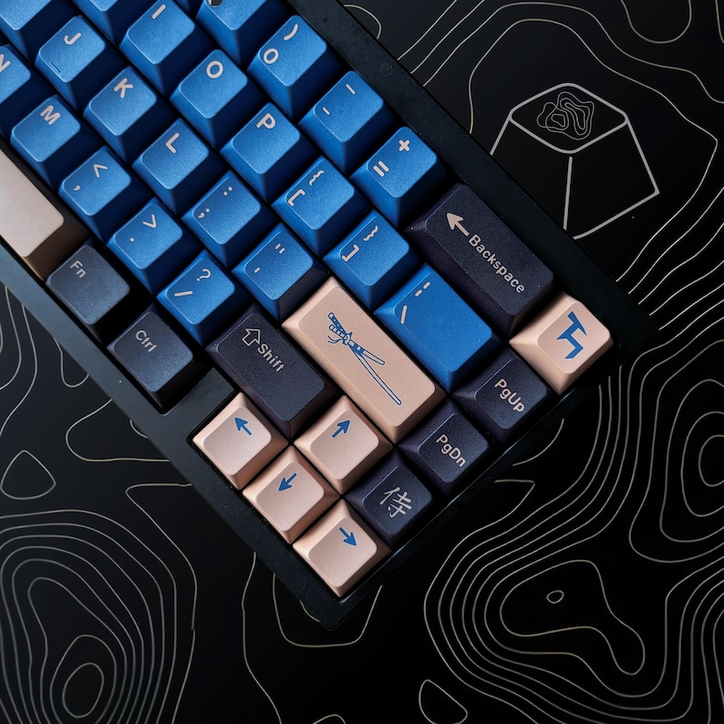 BLUE SAMURAI - PBT Keycaps Cherry Profile Dye Sublimation 135 Keys for ...