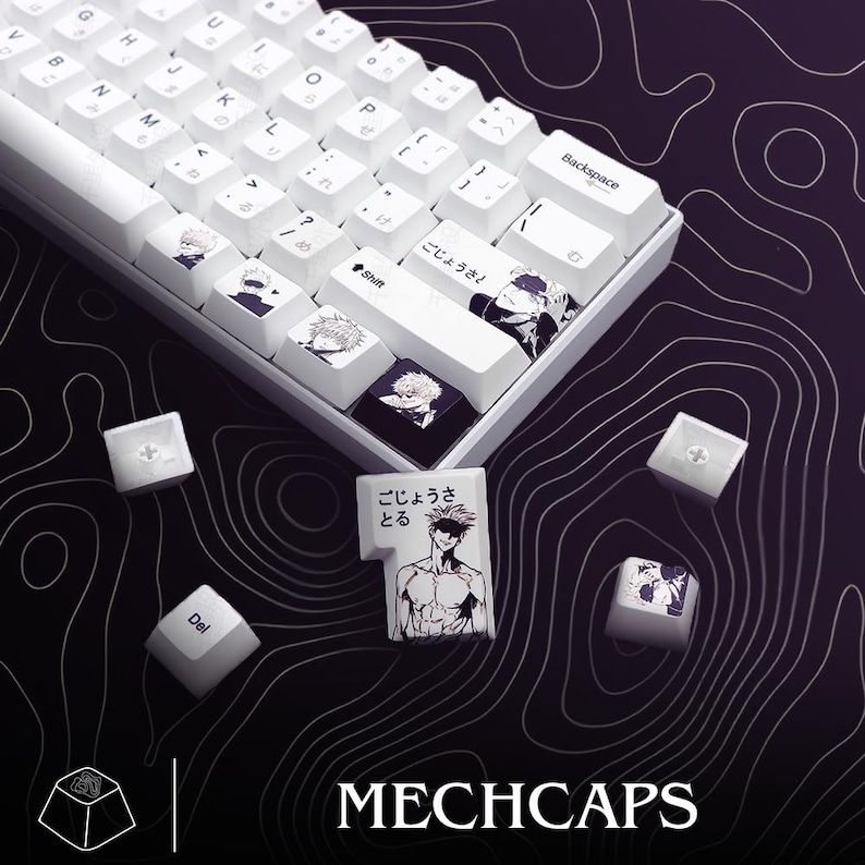 JJK Satoru Gojo - PBT Keycaps Anime Theme Dye-sub Cherry Profile for MX ...