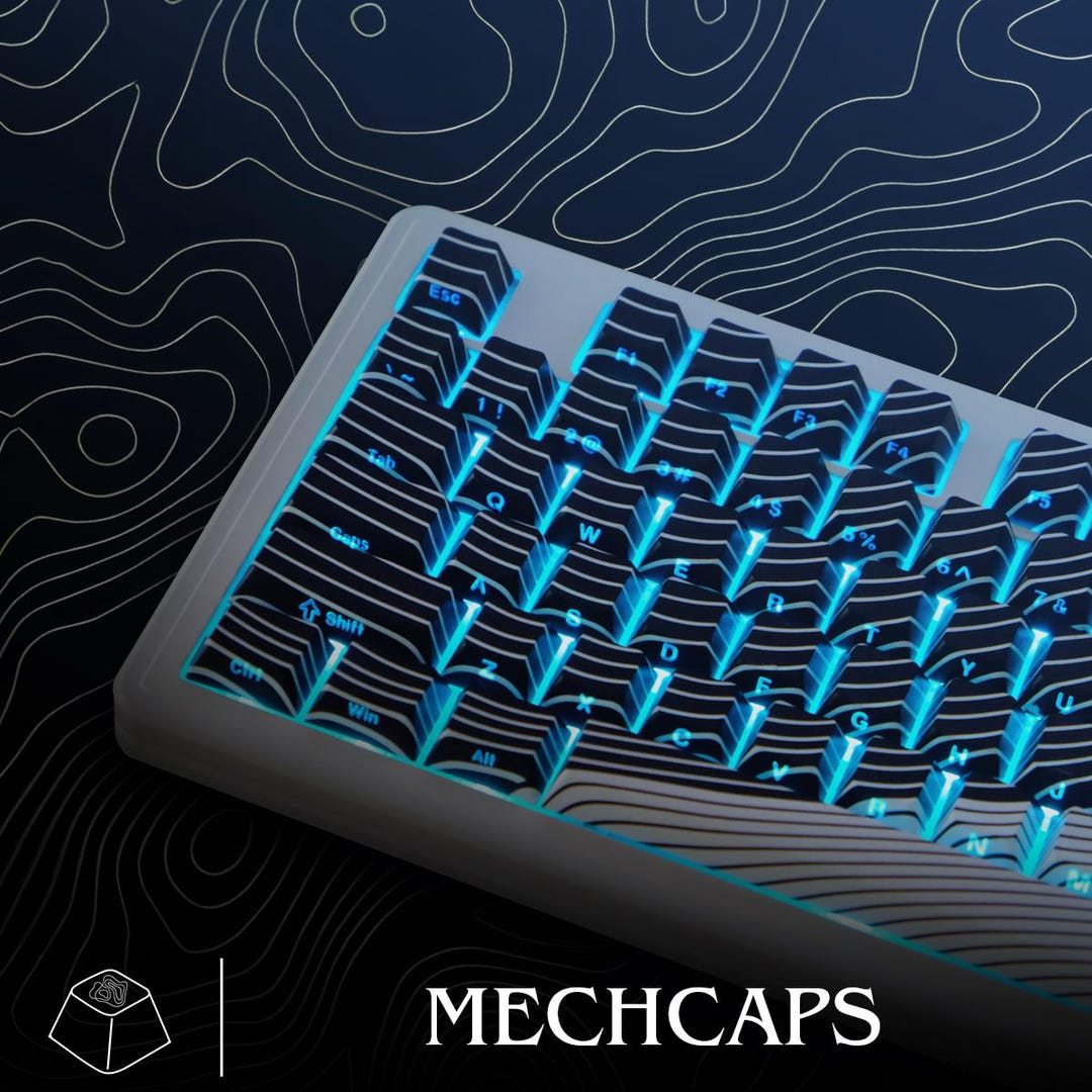 Flow Wave - PBT Keycaps Cherry Profile Side Print Double Shot 136 Keys ...