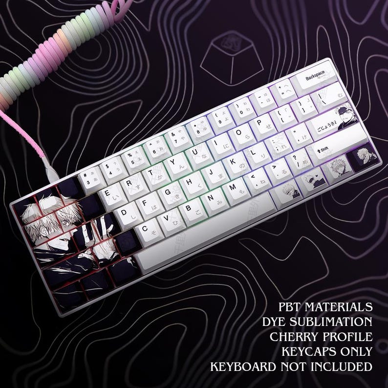 JJK Satoru Gojo - PBT Keycaps Anime Theme Dye-sub Cherry Profile for MX ...