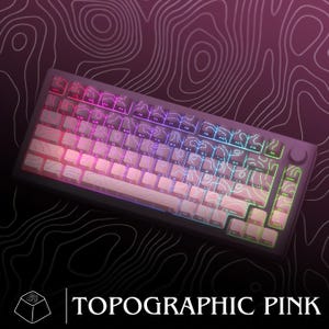 Pink Topographic - Cherry Profile PBT Keycaps, Shine-through Double ...