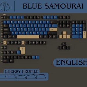 BLUE SAMURAI - PBT Keycaps Cherry Profile Dye Sublimation 135 Keys for ...