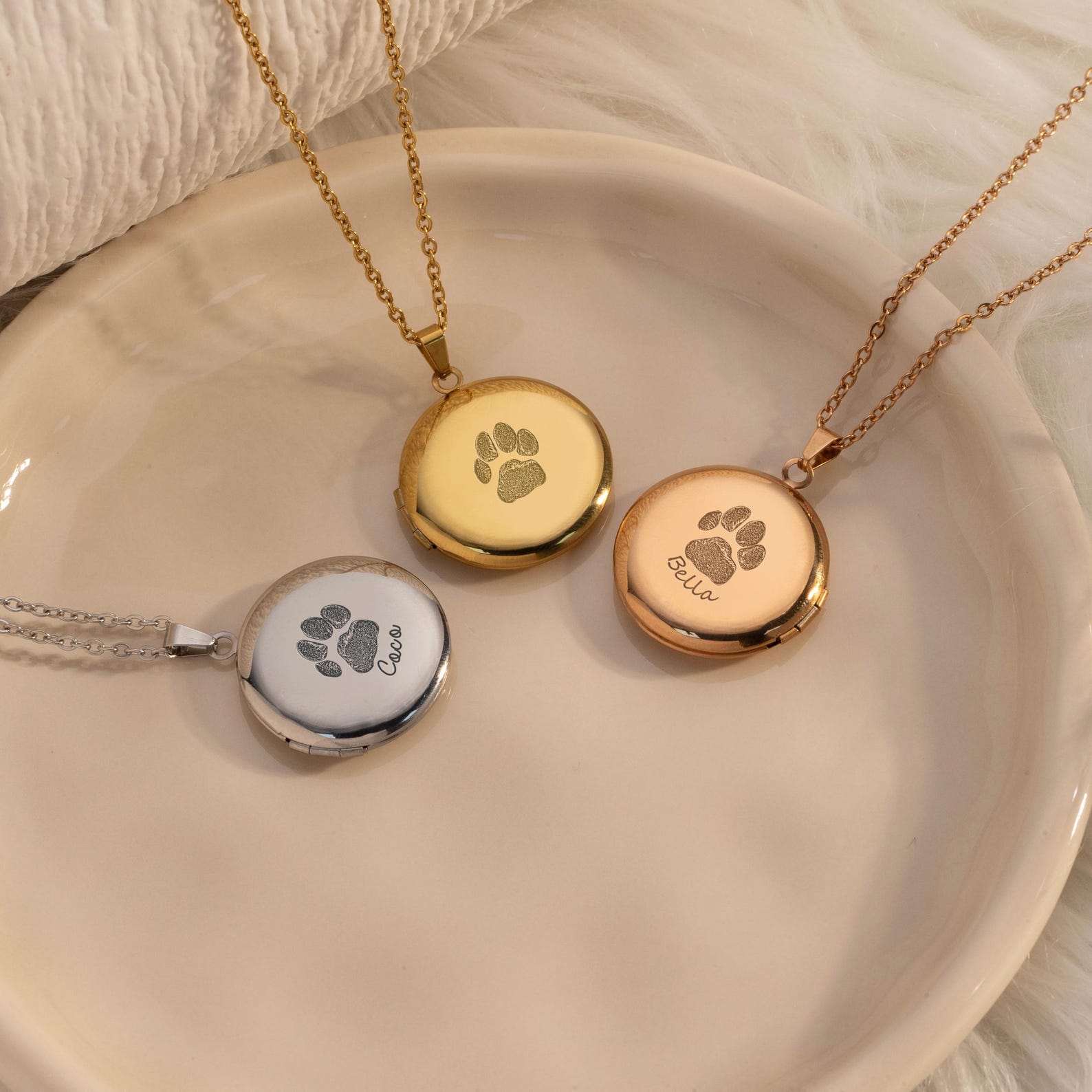 Actual Dog Paw Print Locket Necklace, Custom Pet Photo Locket Necklace ...