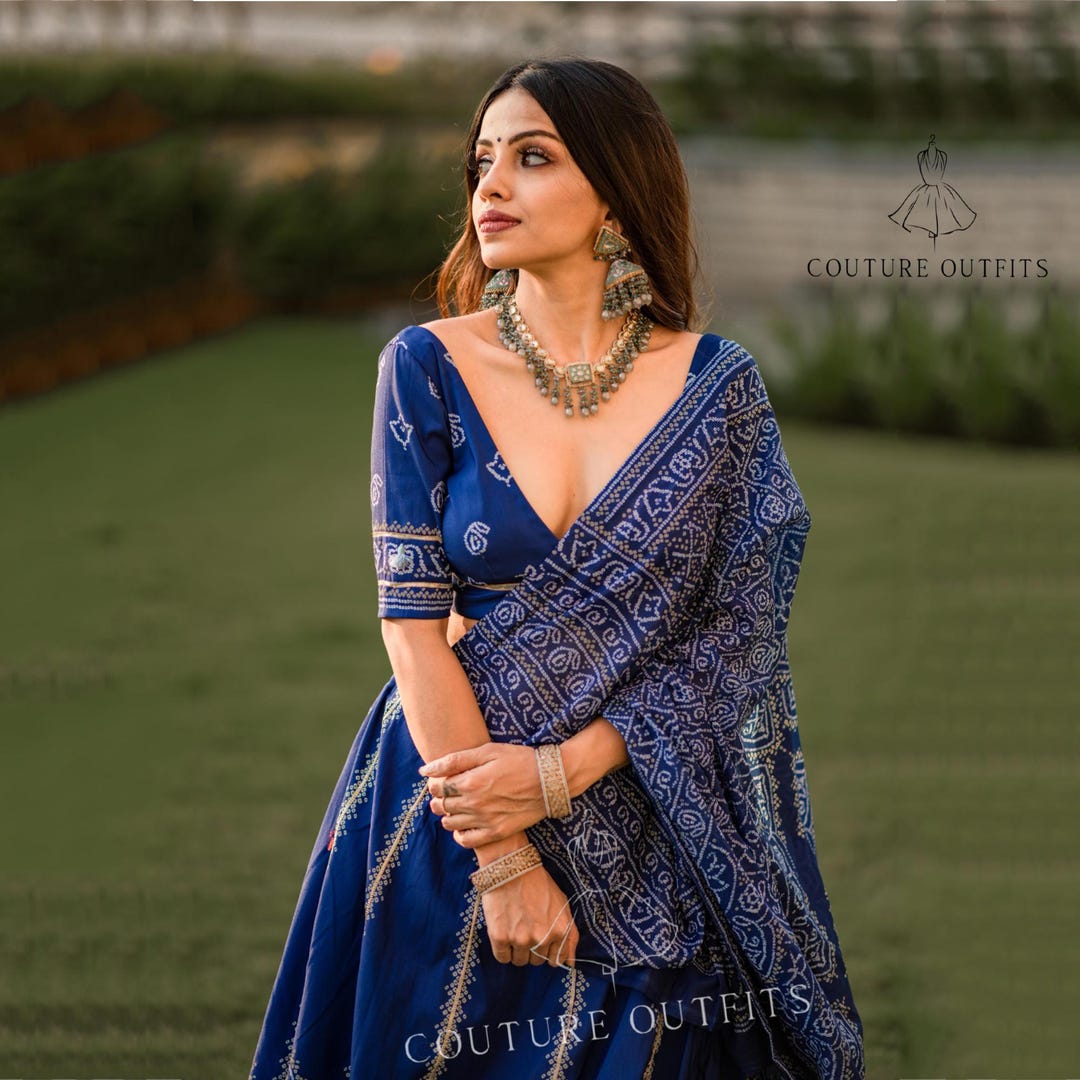 Navy Blue Lehenga Choli for Women Indian Designer Wedding Wear Chaniya ...