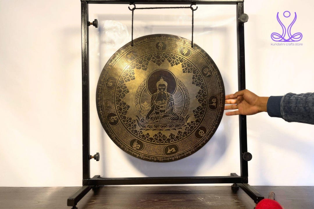 Handmade Tibetan Gong With Buddha Meditation Engraving - Handcrafted ...