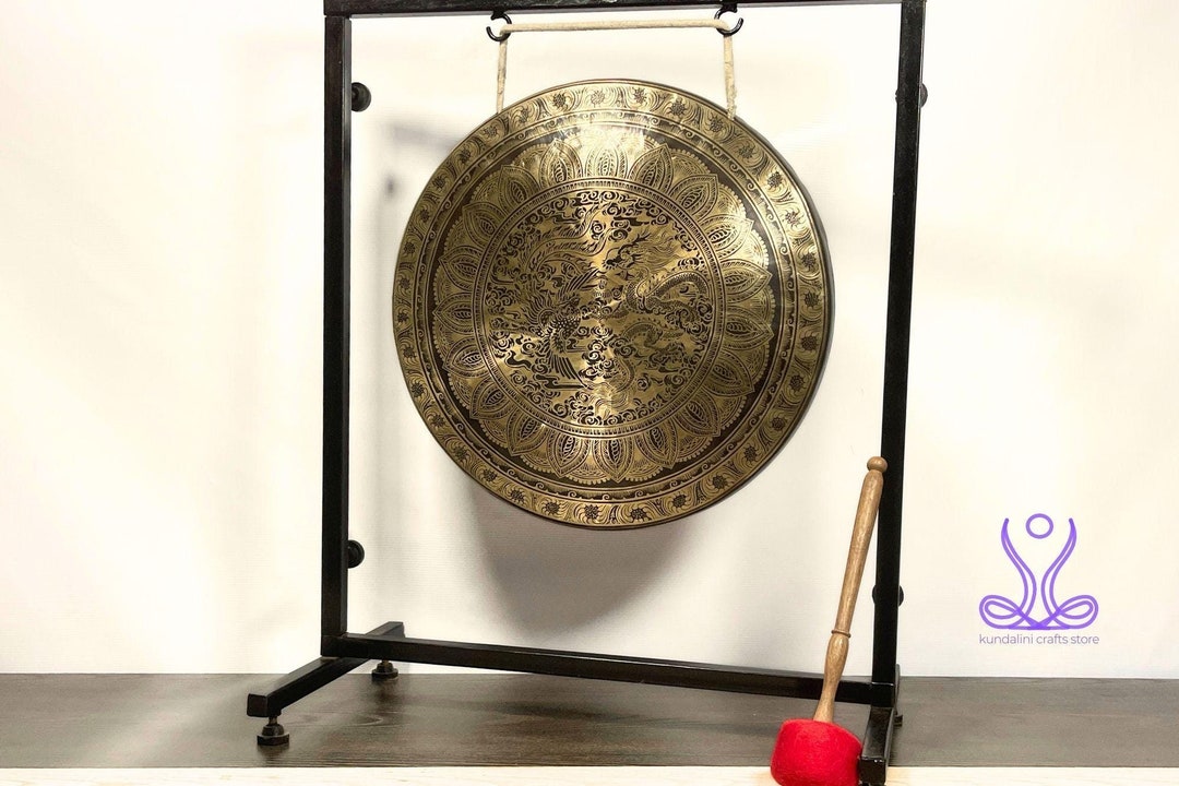 50 - 100cm Traditional Phoenix Design Gong - Tibetan Handmade Gong Bell ...