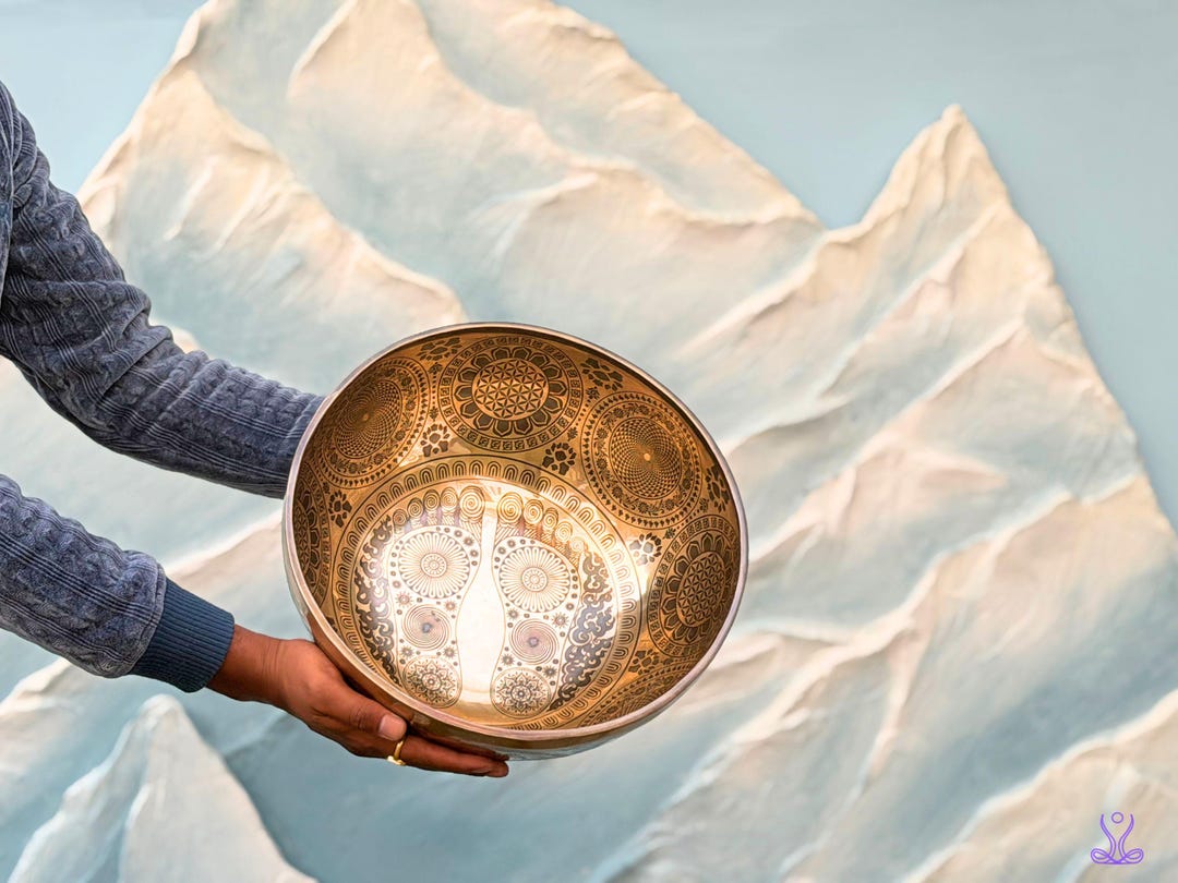 Handmade Footprint Engraved Mandala Brass Bowl, Boho Decor, Meditation ...