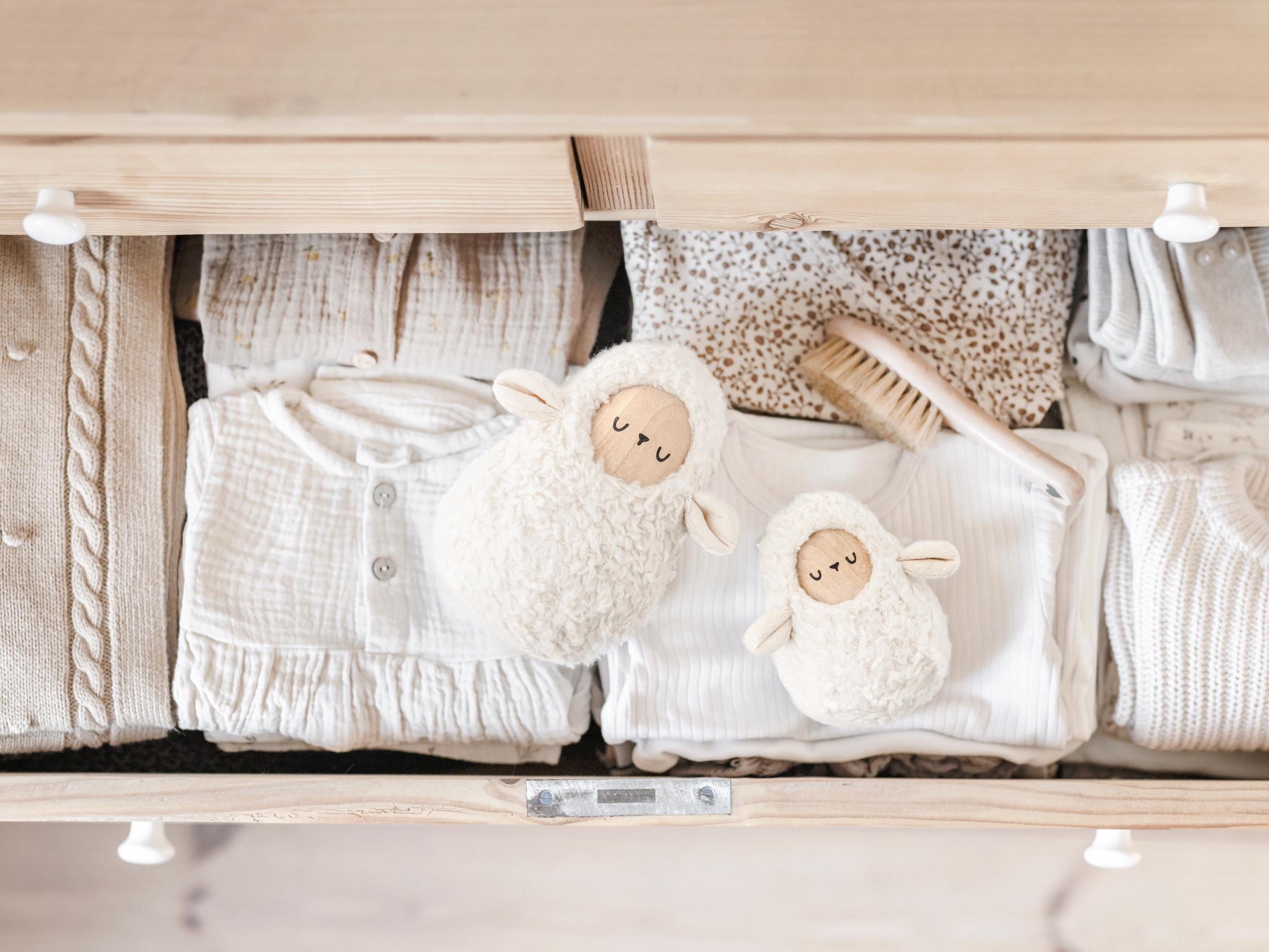 Handmade Organic Cotton Sheep Toy Set: Montessori Wooden Lamb Figures ...