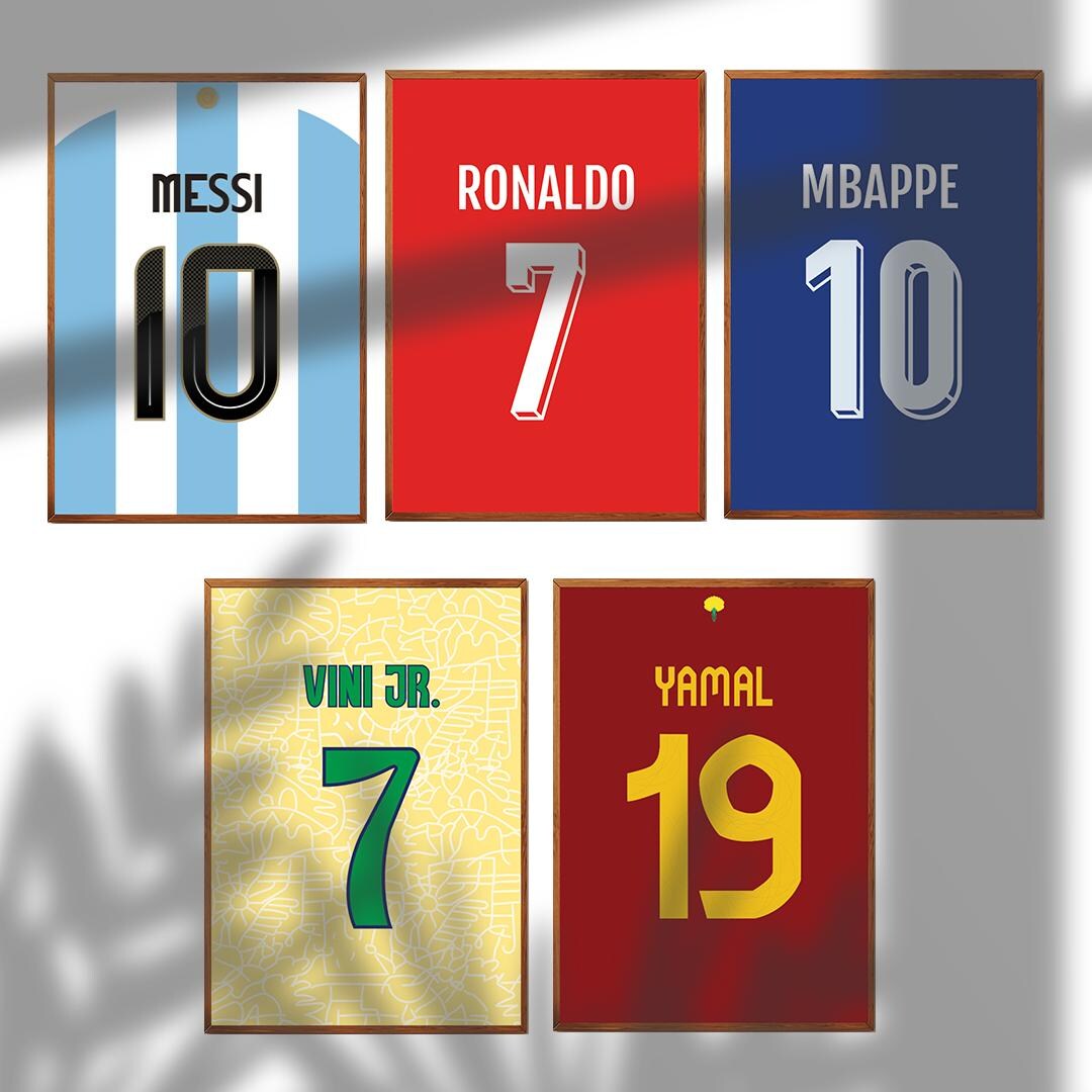 Awesome Football Star Poster Bundle Messi, Ronaldo, Mbappe, Vinicius ...