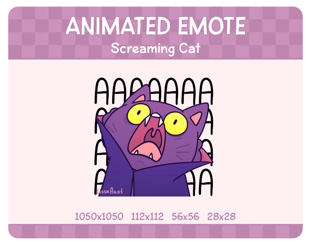 Animated Screaming Vampire Cat Emote – Panic AAAA Reaction for Twitch ...