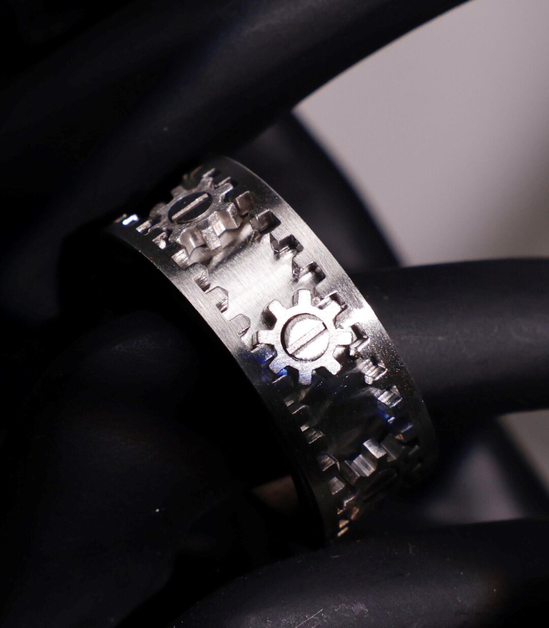 Rotating Stainless Steel Gear Ring, Industrial Spinner Ring for Men ...