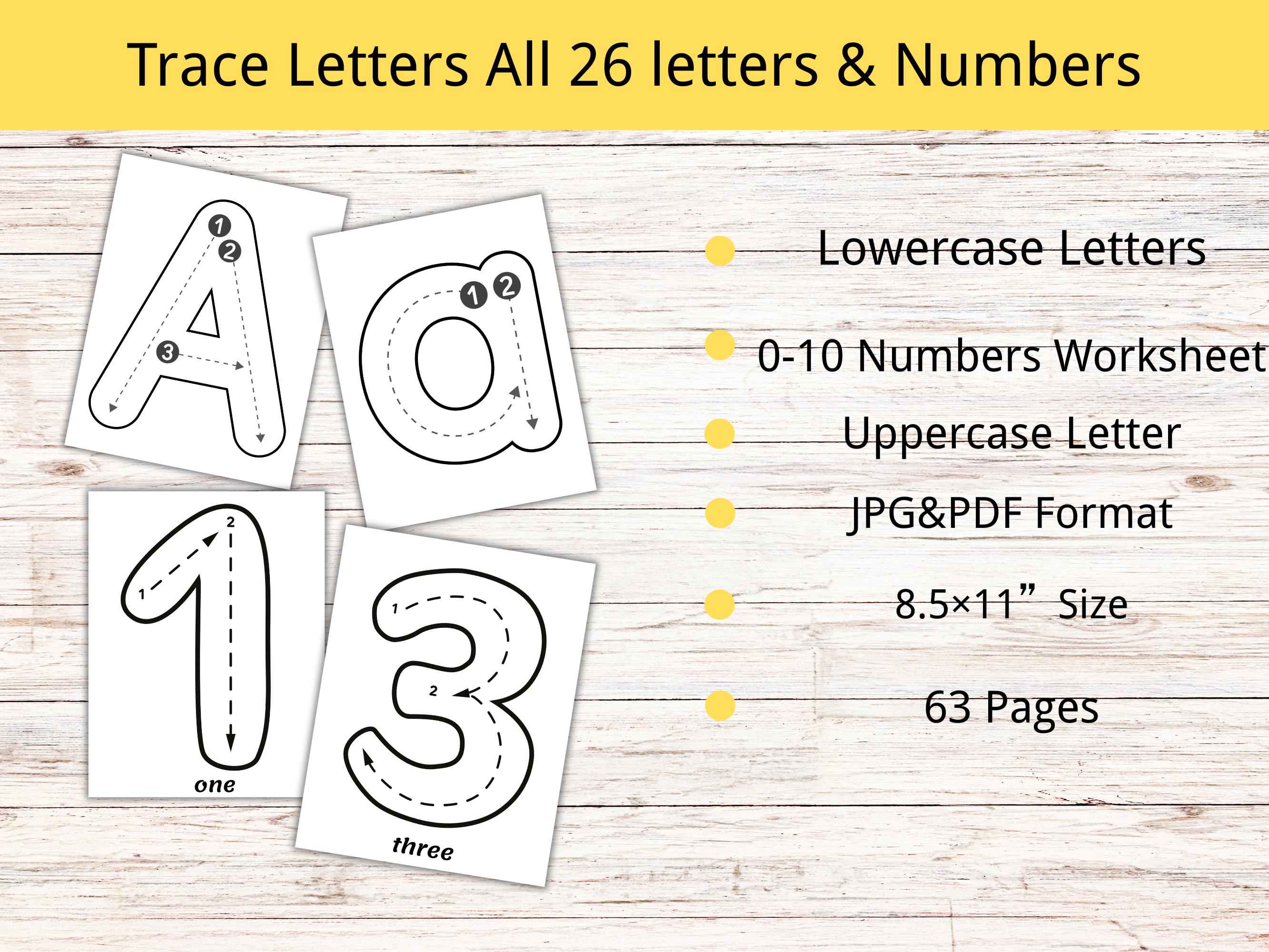 ABC 123 Tracing Activity for Toddlers - Trace Letters A-z,numbers 0-10 ...