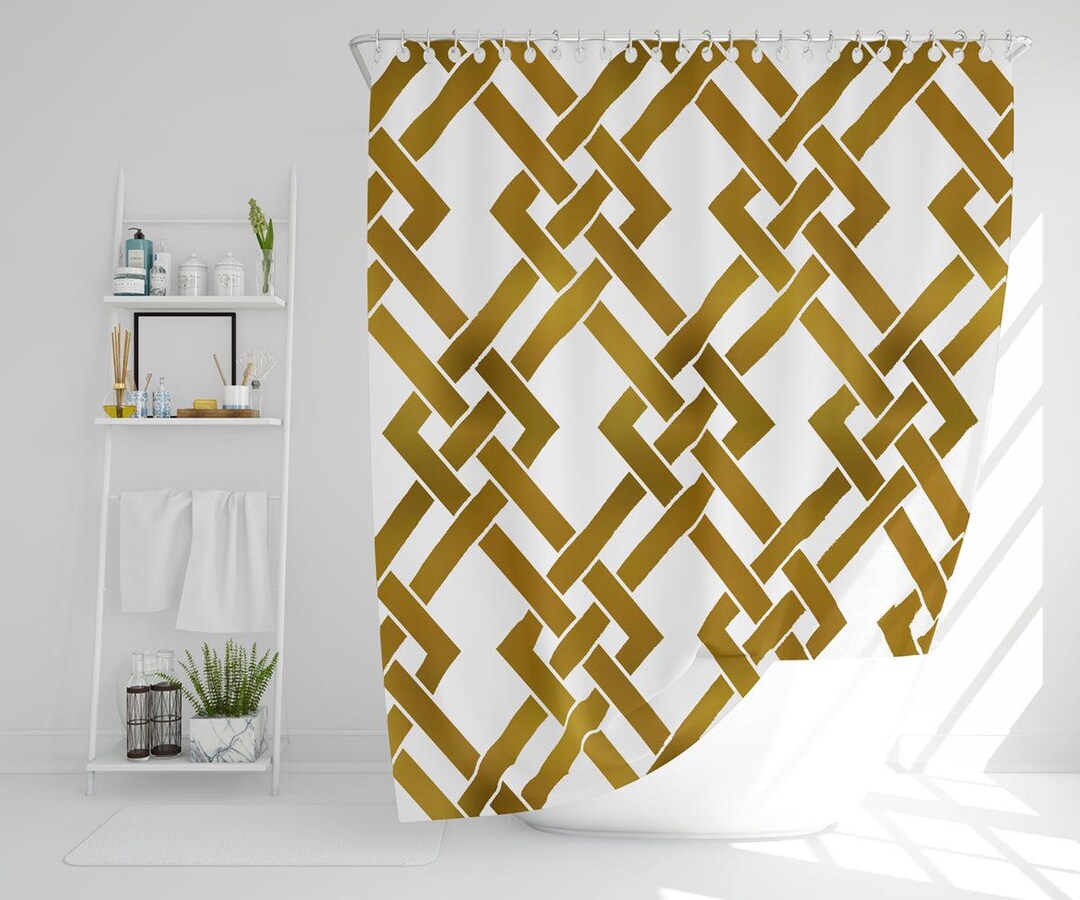Gold Geometric Chain shower Curtain - Etsy