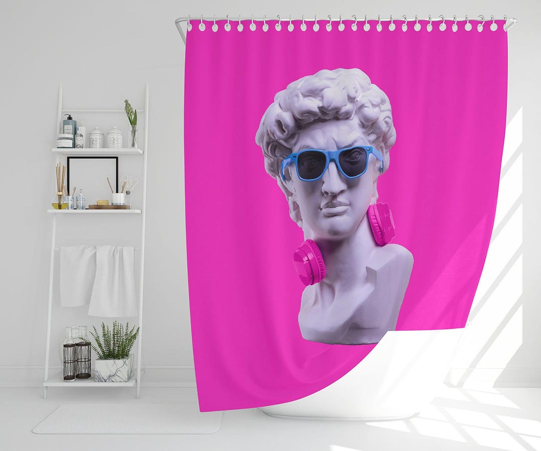 Plaster Statue of David's Head in Blue Sunglasses shower Curtain - Etsy