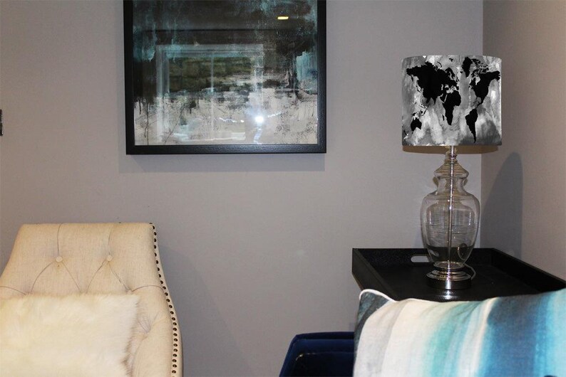 MF Black and White World Map ceiling & Lamp Shade - Etsy