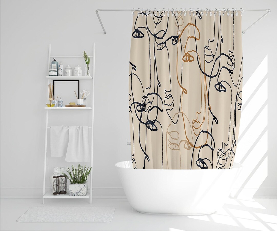 Continuous Line Drawing of Faces shower Curtain - Etsy