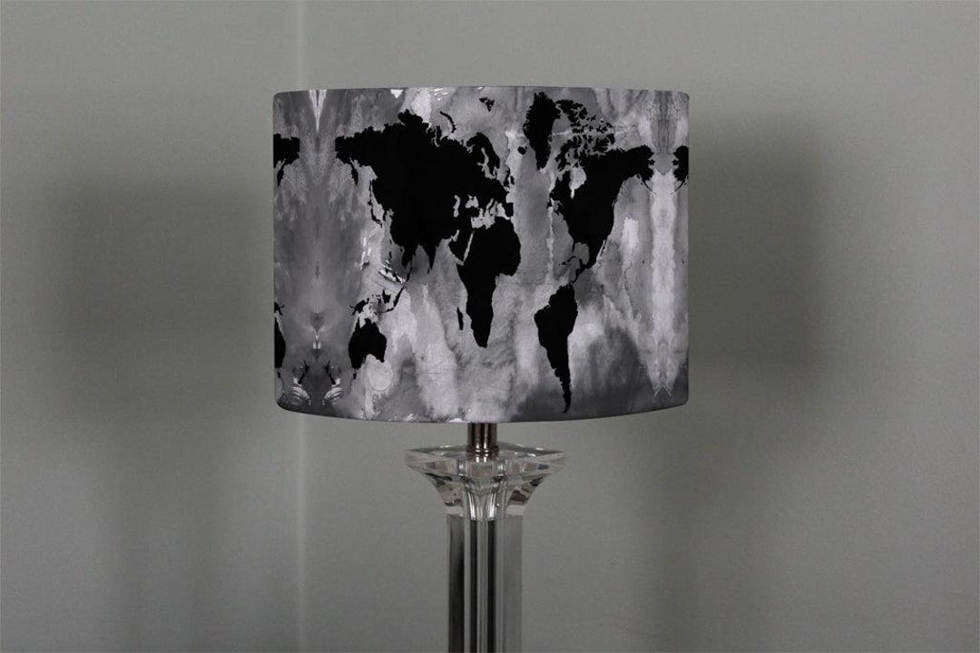 MF Black and White World Map ceiling & Lamp Shade - Etsy