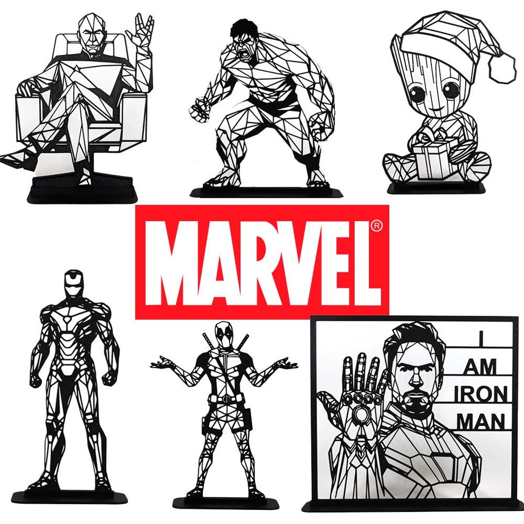 Marvel Low Poly Characters Decorative Art Figures Deadpool, Hulk ...