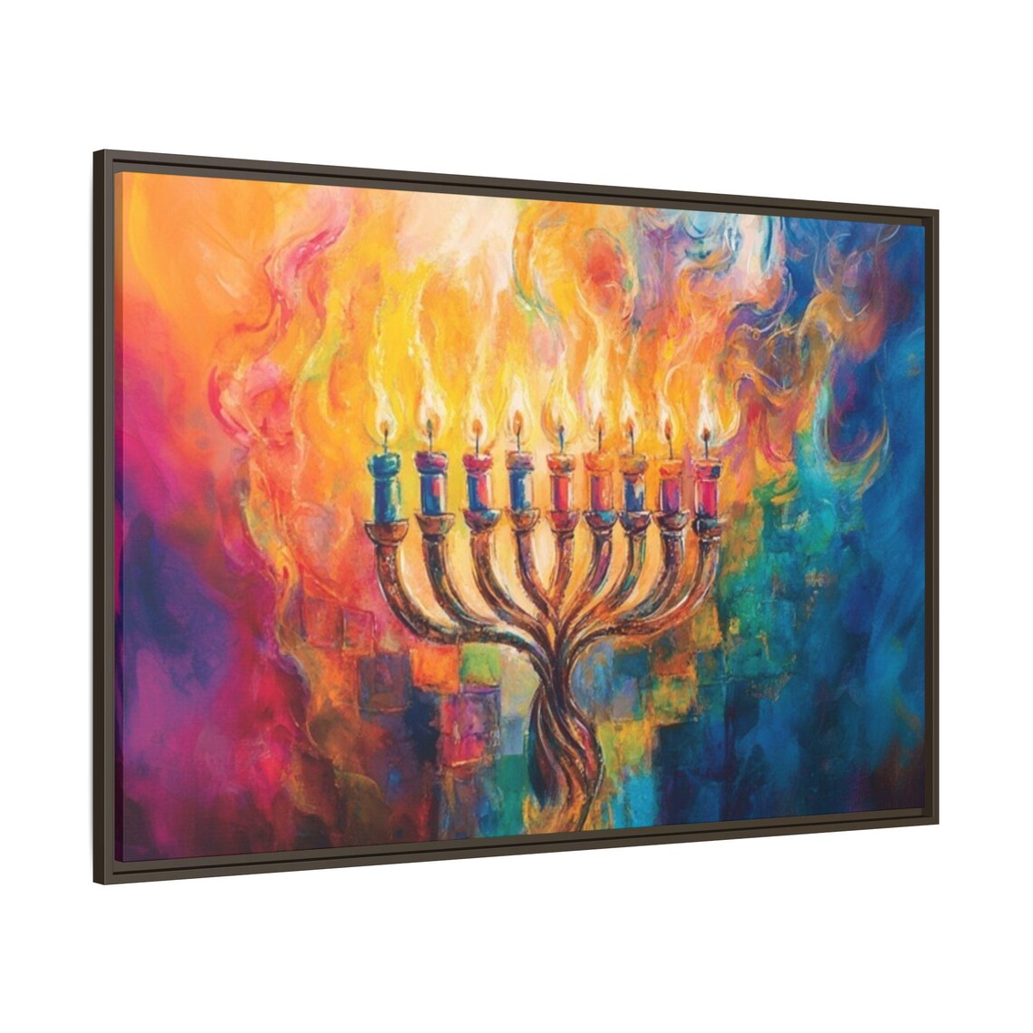 Vibrant Menorah Wall Decor| Jewish Home Blessing | Judaica Modern Fine ...