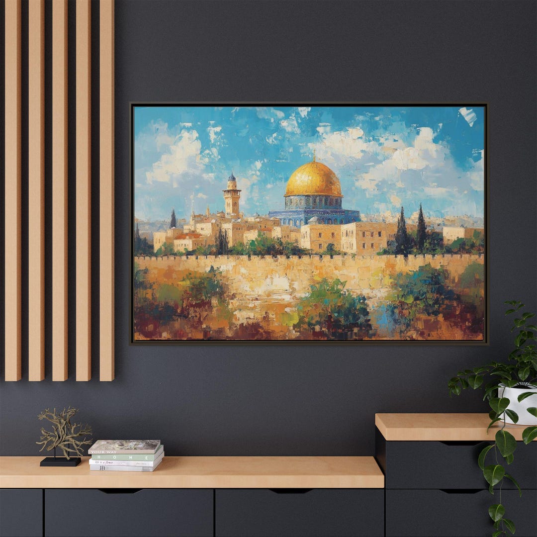 Framed Jewish Wall Art-jewish Acrylic Art, Jerusalem Oil Painting ...