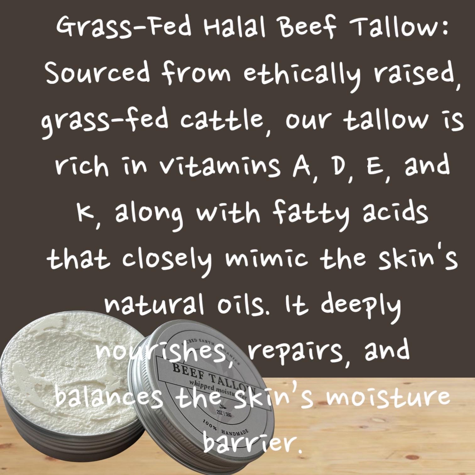 Organic Grass-fed Halal Beef Tallow Moisturizer - Etsy