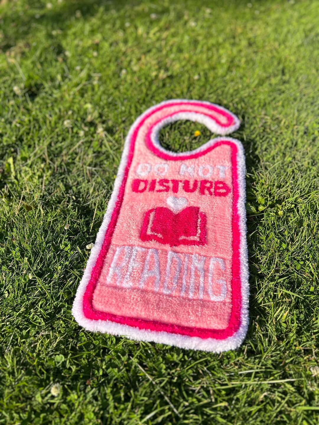 Handmade Pink Tufted Rug Door Hanger – Do Not Disturb for Reading - Etsy