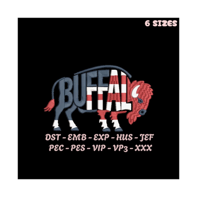 Buffalo Digitized Embroidery Design: Bison Outline Instant Download for ...