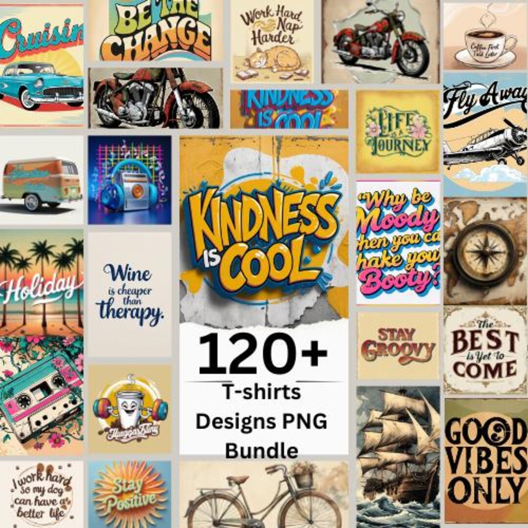 120+ Vintage-retro-sarcasm T-shirt Designs Bundle PNG Files Custom ...