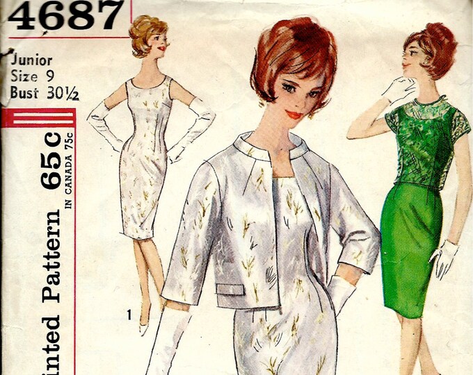 1960's Simplicity Sewing Pattern No. 4687 - Sleeveless Wiggle Dress and ...