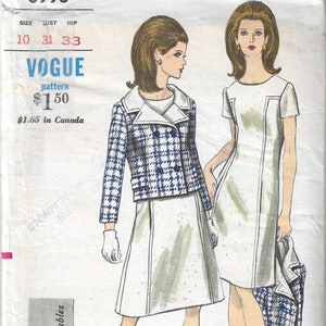 1960's Mod A-line Dress With Double Breasted Jacket Vogue Sewing ...