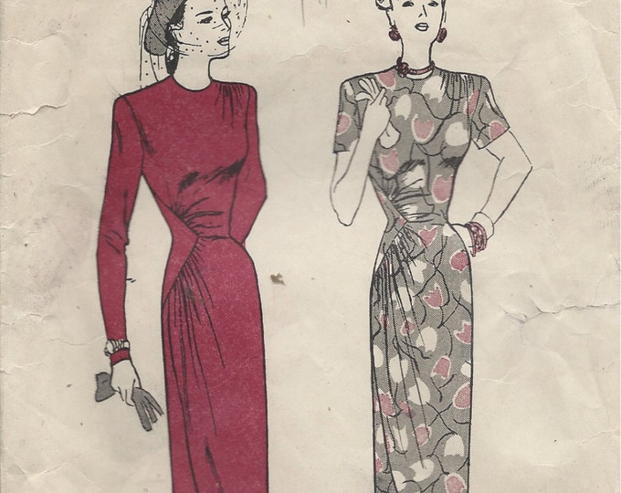 1940s Butterick Pattern No. 4275: Stylish Women's One-piece Draped ...